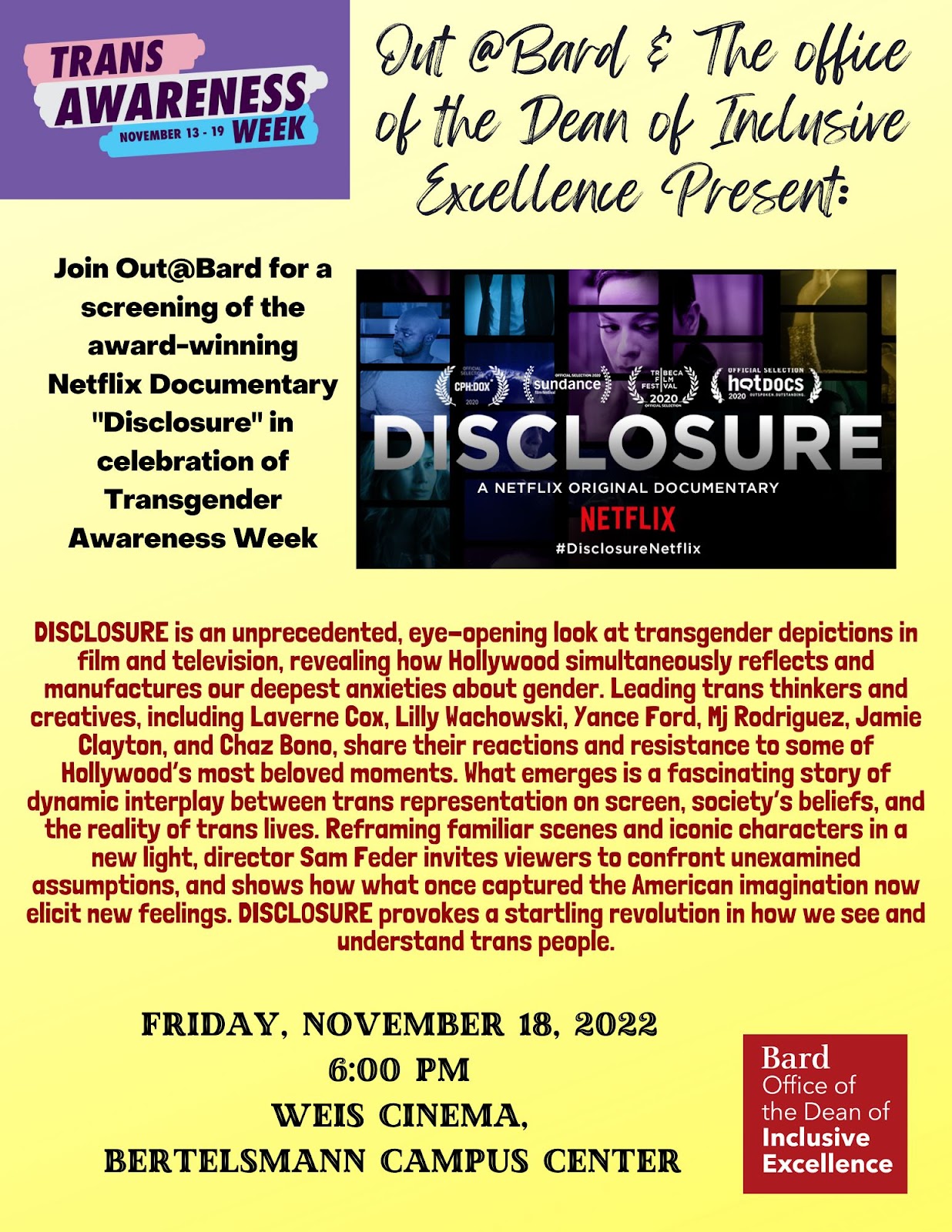 Transgender Awareness Week: Disclosure Screening